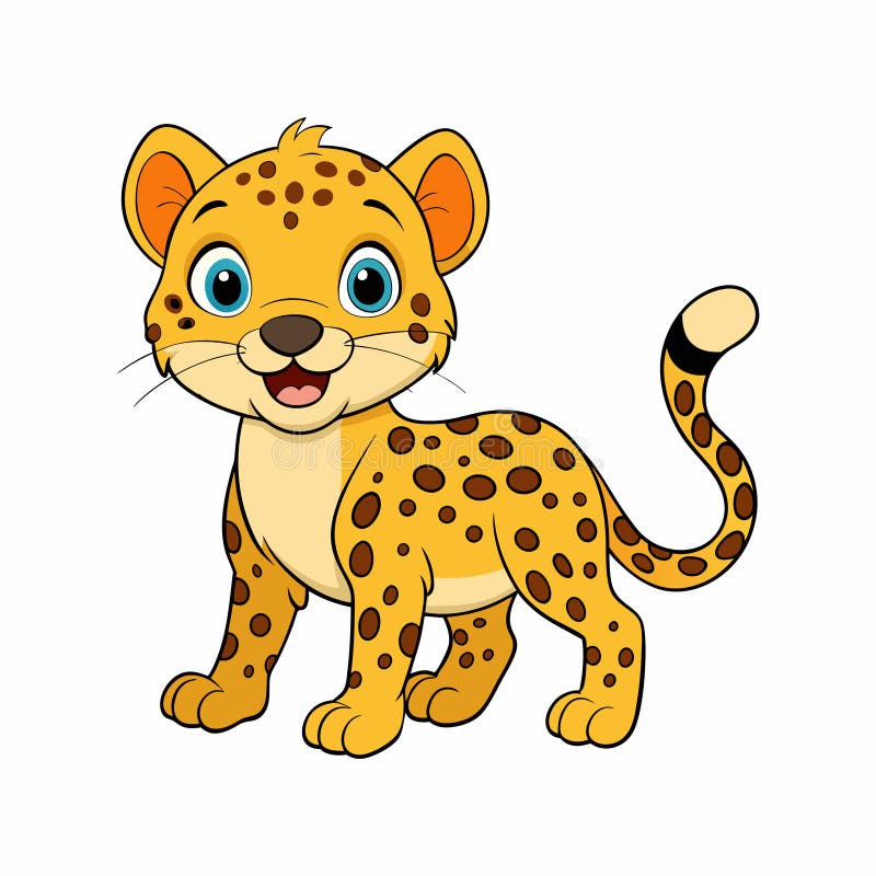 A Happy Cartoon Leopard Illustration on White Background Stock Vector ...