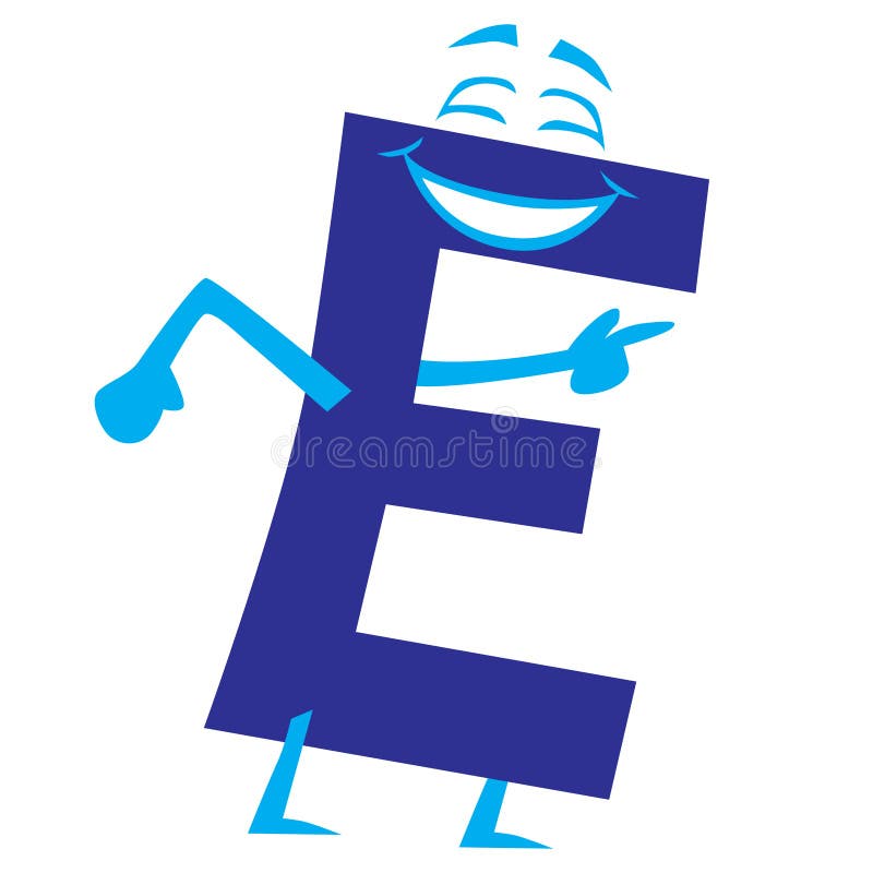 Happy Cartoon Letter E stock vector. Illustration of optimistic - 255486778