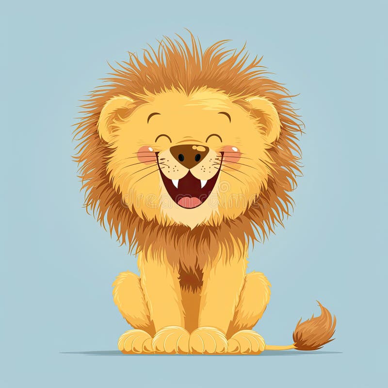 Happy Cartoon Lion with Fluffy Mane and Cheerful Expression Stock ...