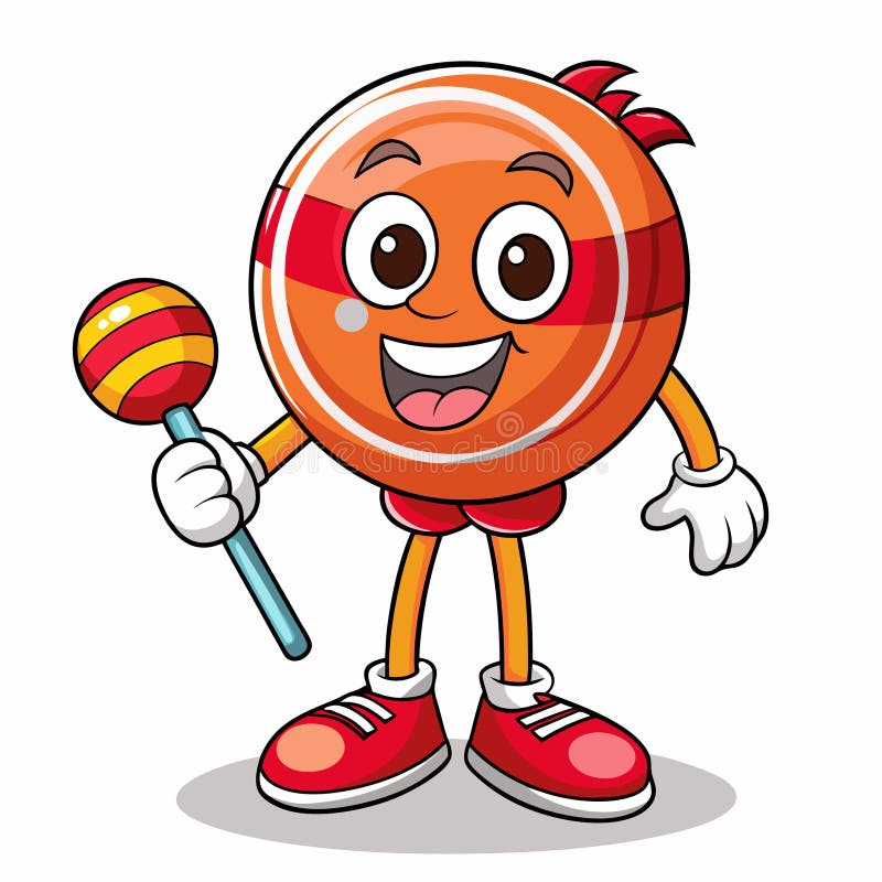 Happy Cartoon Lollipop Character Holding a Smaller Lollipop Stock ...