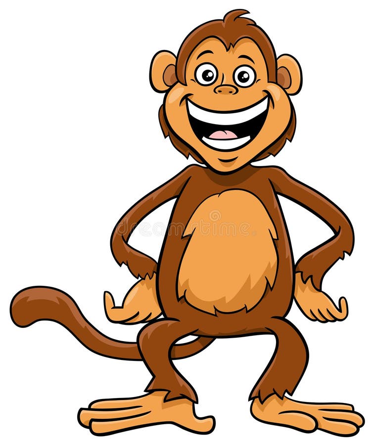 Happy Cartoon Monkey Animal Character Stock Vector - Illustration of ...