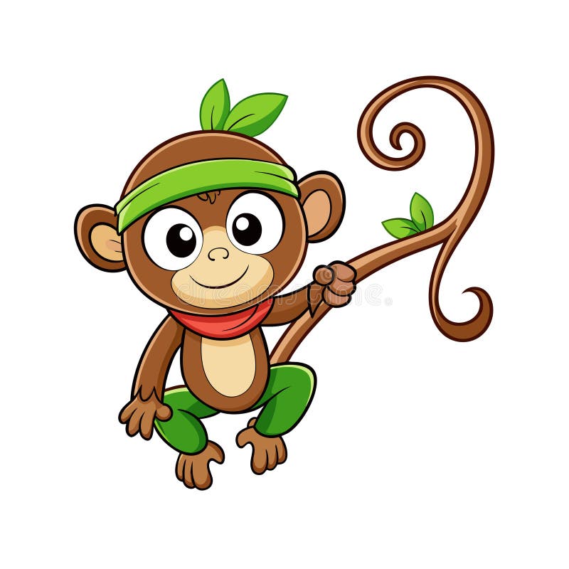 Happy Cartoon Monkey Character Stock Vector - Illustration of ...