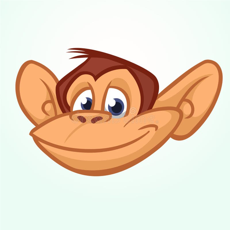 Happy Cartoon Monkey Head. Vector Icon of Chimpanzee Stock Vector ...