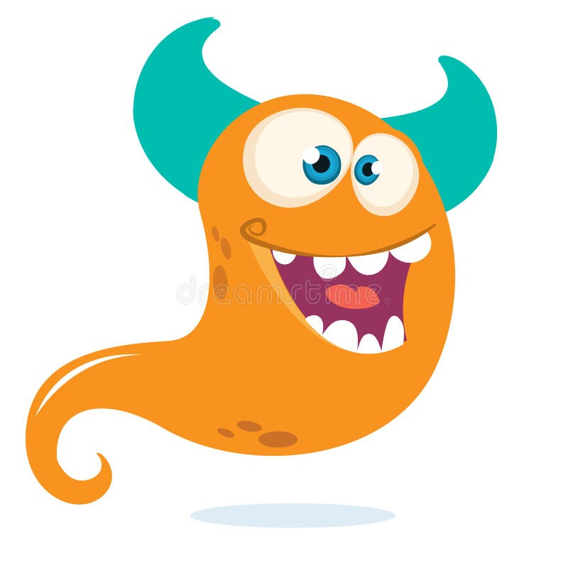 Happy Cartoon Monster or Ghost. Vector Halloween Illustration of Orange ...