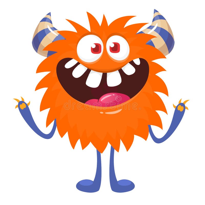 Happy Cartoon Monster. Halloween Vector Illustration of Funny Monster ...