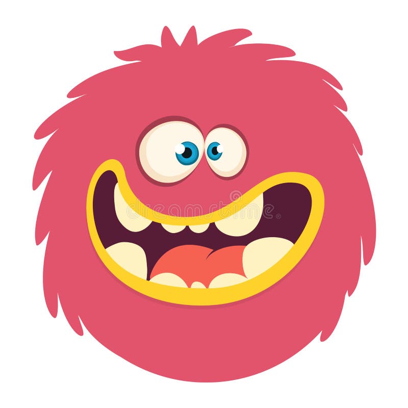Happy Cartoon Monster Head Smiling. Vector Illustration. Stock Vector ...