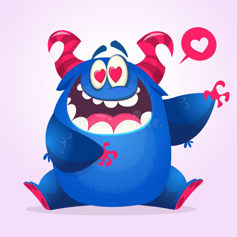 Happy Cartoon Monster in Love Stock Vector - Illustration of cute, card ...