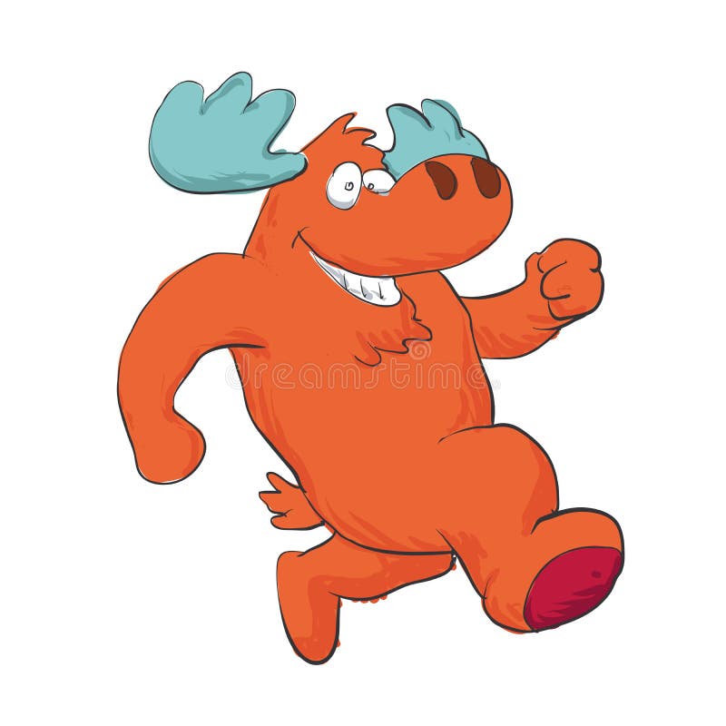 Moose Running stock vector. Illustration of antlers, brown - 11041313