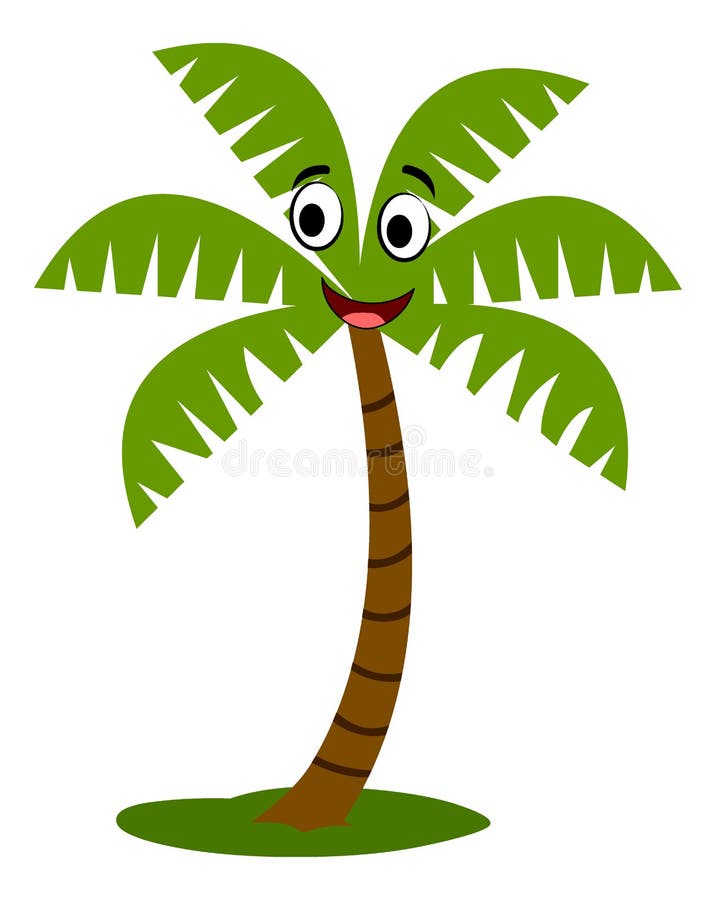 Happy Cartoon Palm Tree stock vector. Illustration of happy - 205297275