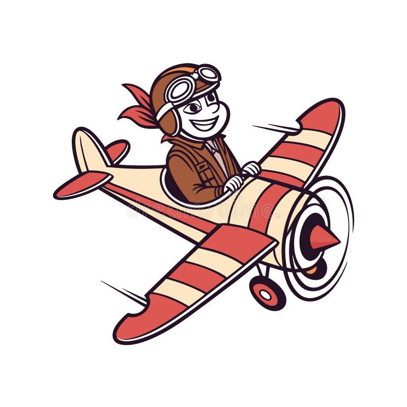 Happy Cartoon Pilot Character Stock Illustration - Illustration of ...