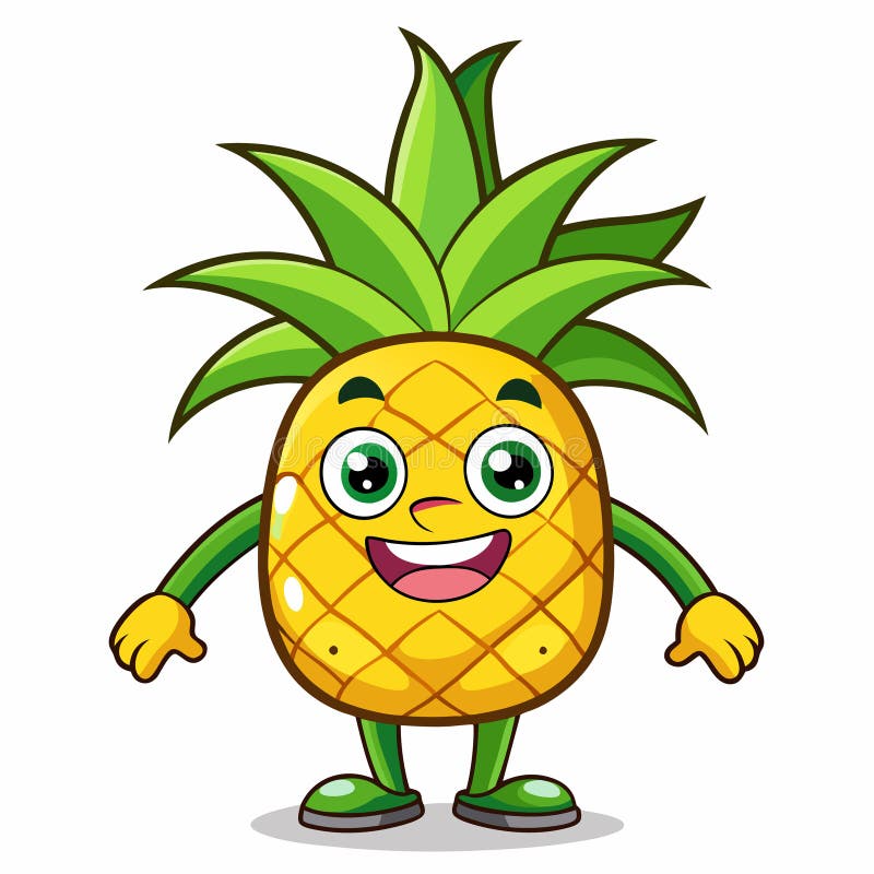 Happy Cartoon Pineapple Character Stock Vector - Illustration of ...