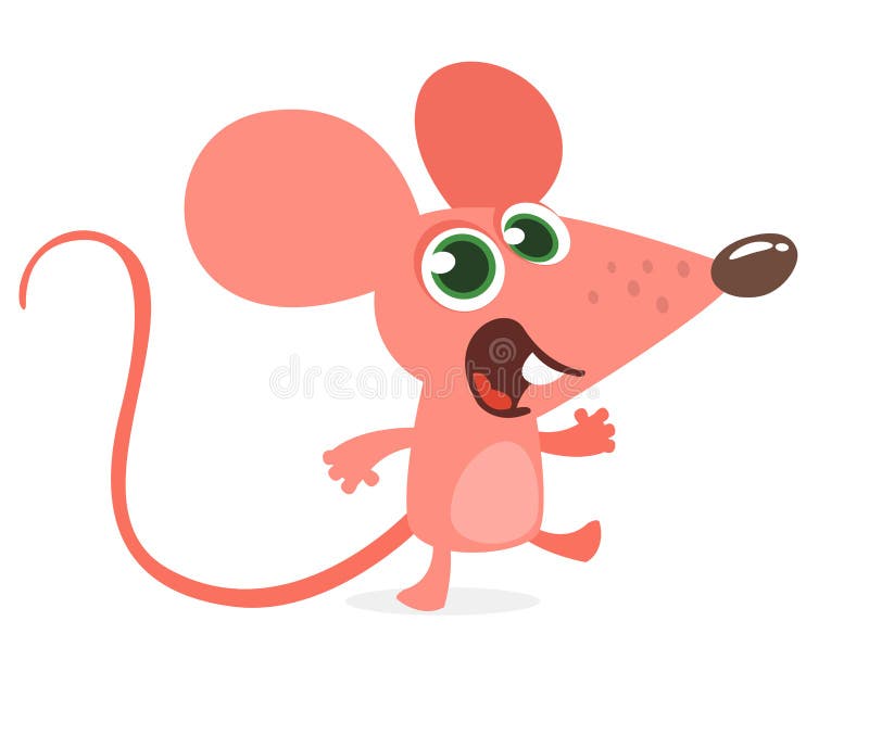 Happy Cartoon Pink Mouse Talking. Vector Illustration Isolated. Stock ...