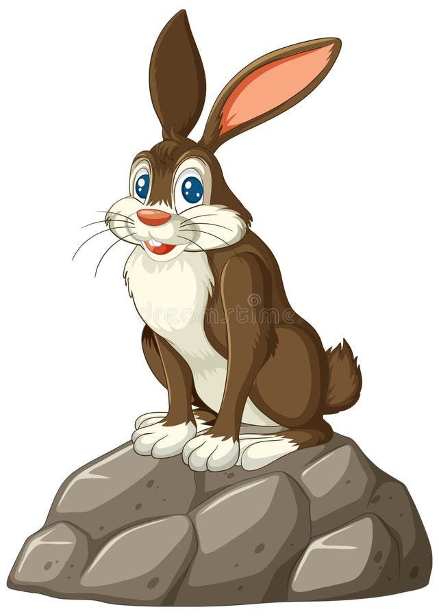 A Happy Rabbit Sitting on a Stone Stock Vector - Illustration of eyes ...