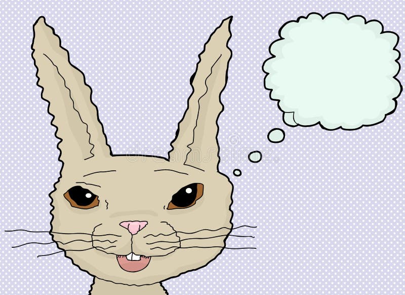 Happy Cartoon Rabbit Thinking Stock Illustration - Illustration of ...
