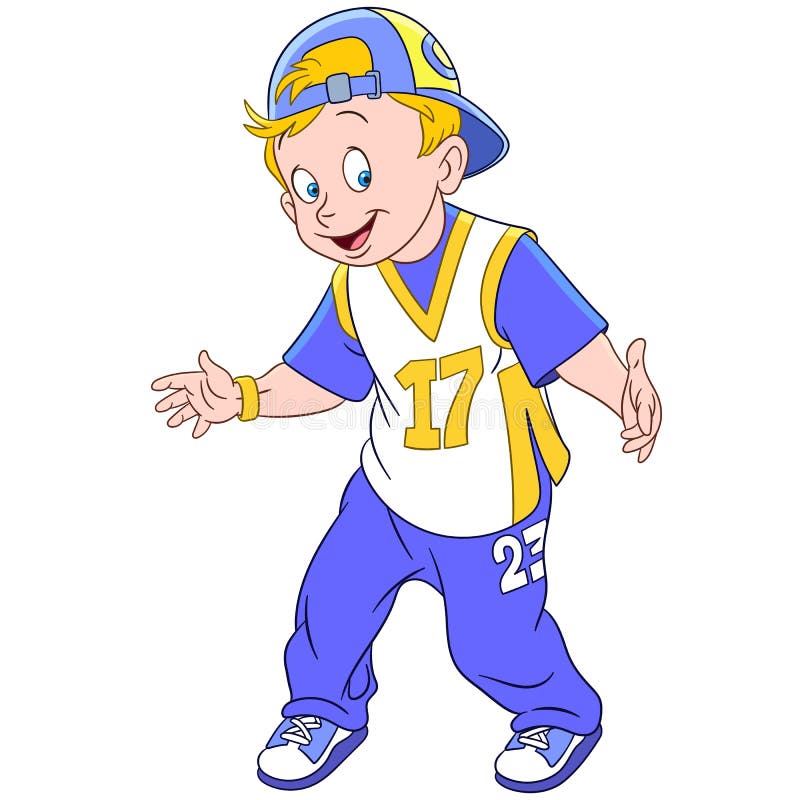 Happy cartoon rapper boy stock vector. Illustration of friendly - 64588602