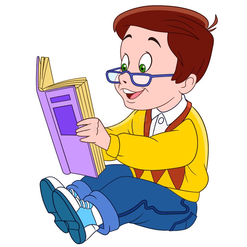Happy cartoon reader stock vector. Illustration of cheerful - 64588610