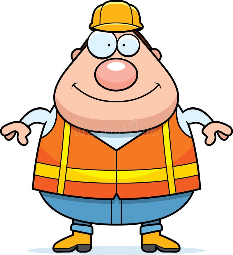 Happy Cartoon Road Worker stock vector. Illustration of safety - 51377109