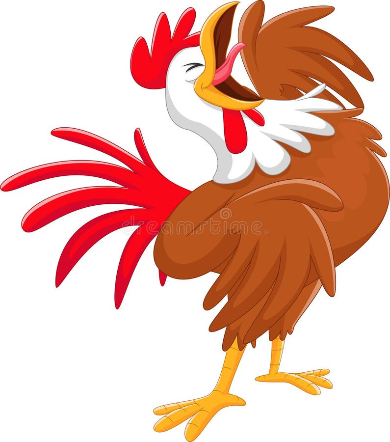 Happy Cartoon Rooster Crowing Stock Vector - Illustration of painting ...