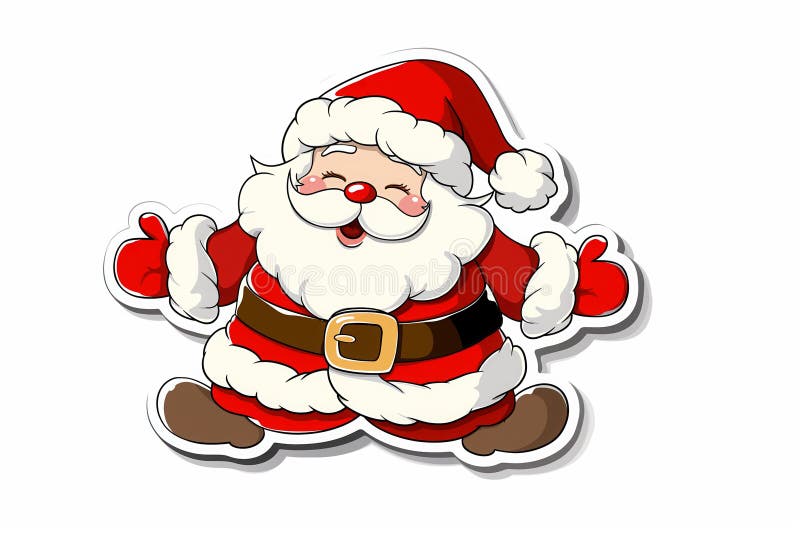 Happy Cartoon Santa Claus Sticker Stock Illustration - Illustration of ...