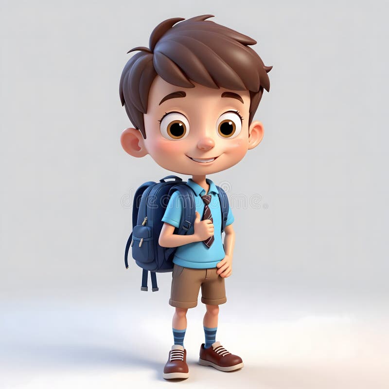 Happy Cartoon School Boy with Backpack Stock Illustration ...