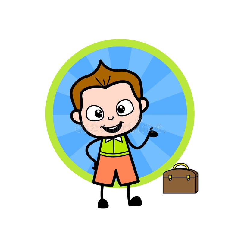 Happy Cartoon Schoolboy Presenting Stock Illustration - Illustration of ...