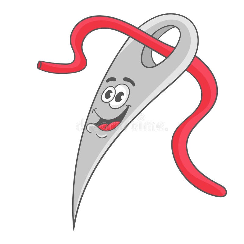 Happy Cartoon Sewing Needle and Thread. Vector Illustration Stock ...