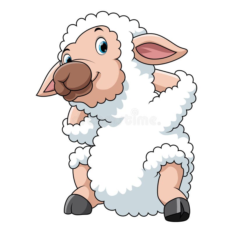 Happy cartoon sheep stock vector. Illustration of natural - 152077655