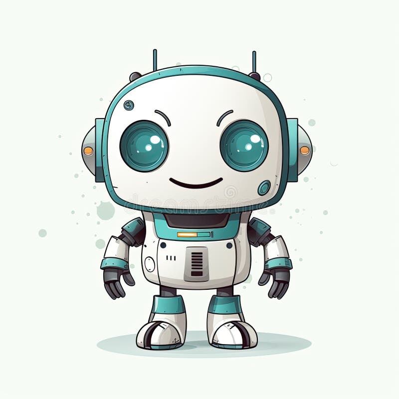 Happy Cartoon Small Robot. Generative AI Stock Illustration ...