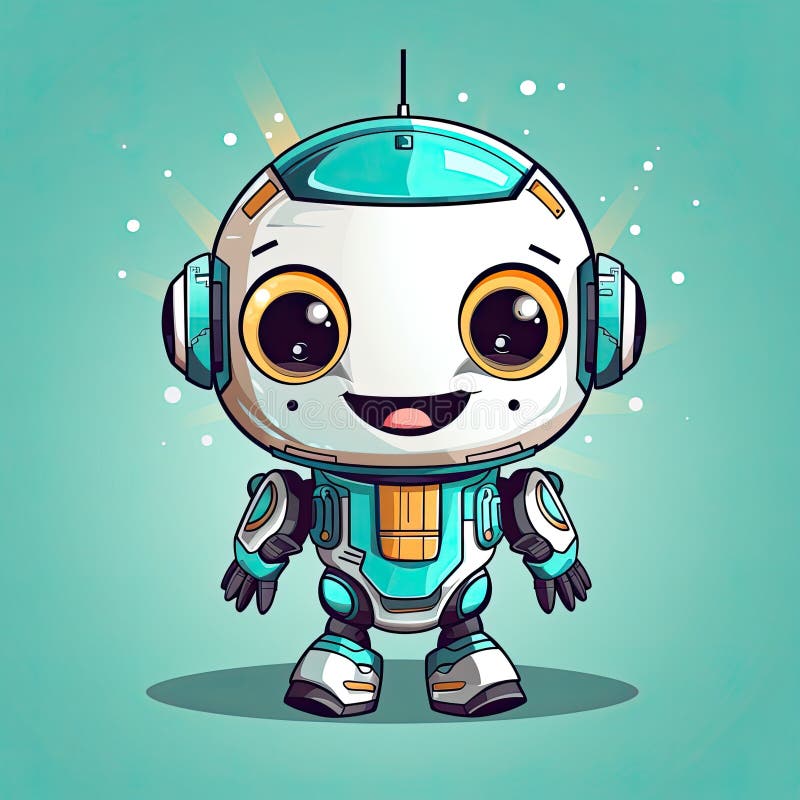 Happy Cartoon Small Robot. Generative AI Stock Illustration ...