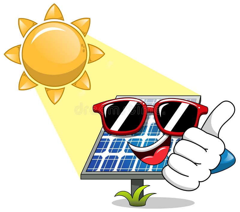 Happy Cartoon Solar Panel Sunglasses Sunbathe Stock Vector ...