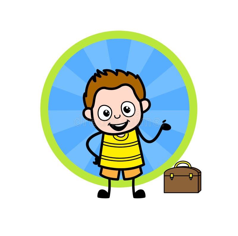 Happy Cartoon Young Boy Presenting Stock Illustration - Illustration of ...