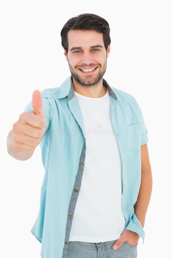 Happy Casual Man Showing Thumbs Up Stock Image - Image of stubble ... Happy Casual Man Showing Thumbs Up Stock Image - Image of stubble ...