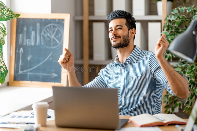 Man Working on a Laptop at Home Stock Photo - Image of owner, computer ...
