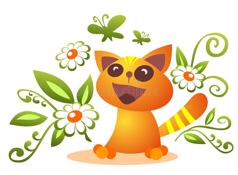 Happy Cat Cartoon Illustration Stock Vector - Illustration of happy ...