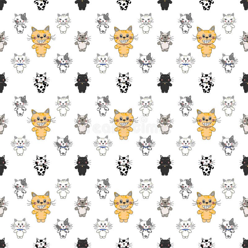 Happy Cat Doodle Art Seamless Pattern Textile Art Design Stock ... Happy Cat Doodle Art Seamless Pattern Textile Art Design Stock ...