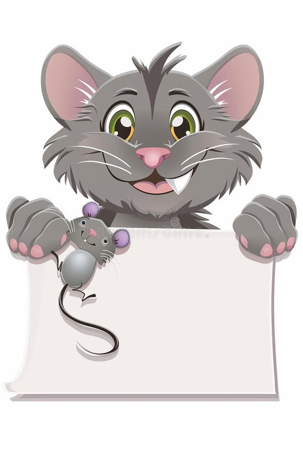 Happy Cat Holding Mouse Cartoon Isolated on White Generative AI Stock ...