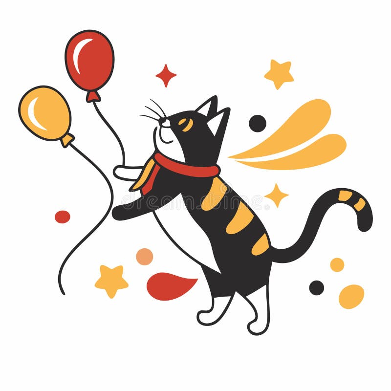 Happy Cat Illustration for World Cat Day Celebrations Stock ...