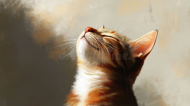 A Happy Cat Purring As it Enjoys a Gentle Brushing, Set Against a ...