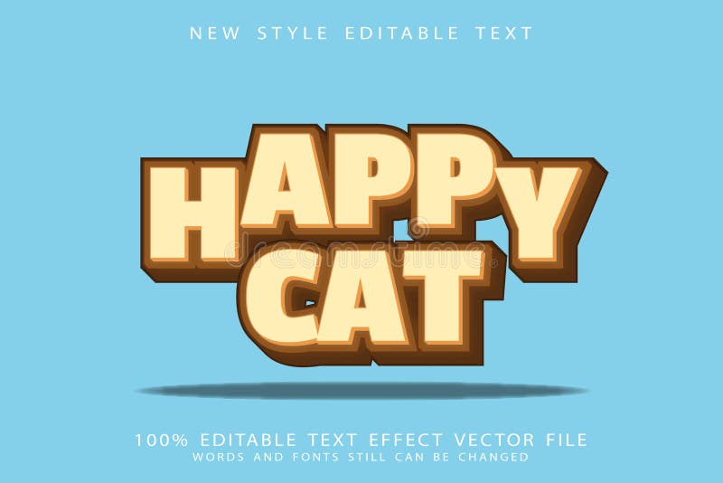 Happy Cat Editable Text Effect 3D Emboss Cartoon Style Stock Vector - Illustration of silhouette ...