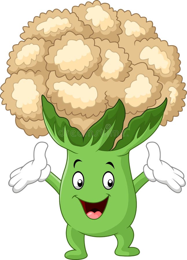 Happy cauliflower cartoon stock vector. Illustration of gesturing ...
