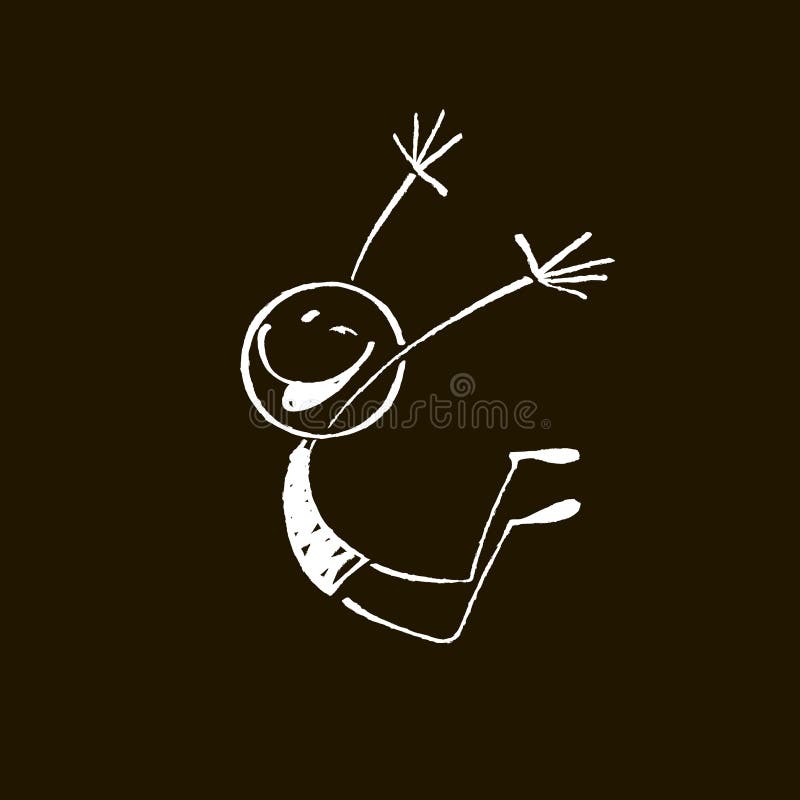 Happy Chalk Drawn Stick Figure 2 Stock Vector - Illustration of ...