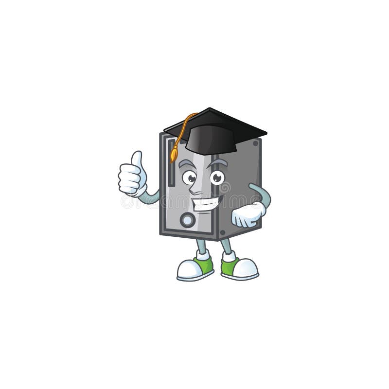 A Happy Character of CPU in a Black Graduation Hat Stock Vector ...