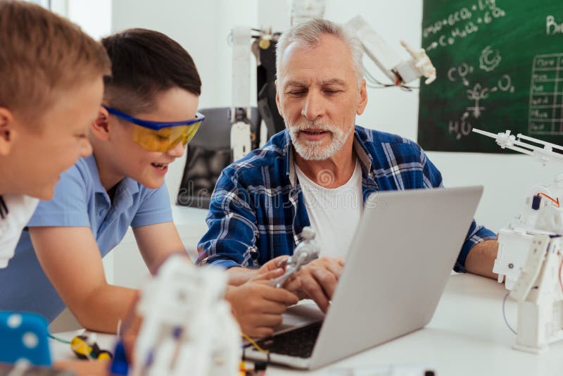 Happy Cheerful Boy Using a Laptop Stock Photo - Image of generation ...