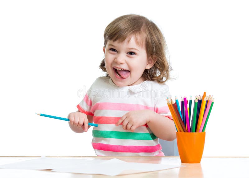 Happy Kid Drawing and Making by Hands Stock Photo - Image of painting ...