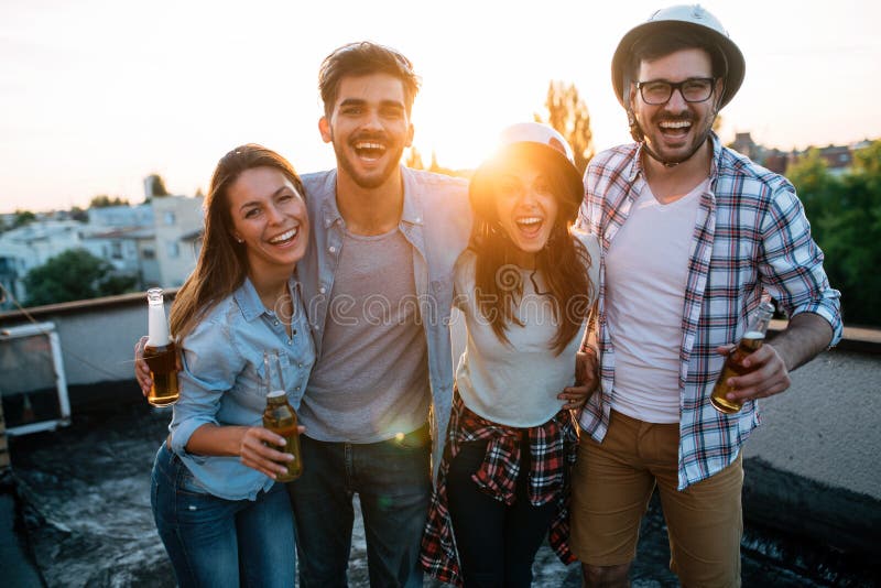 Happy Cheerful Friends Spending Fun Times Together Stock Photo - Image ...