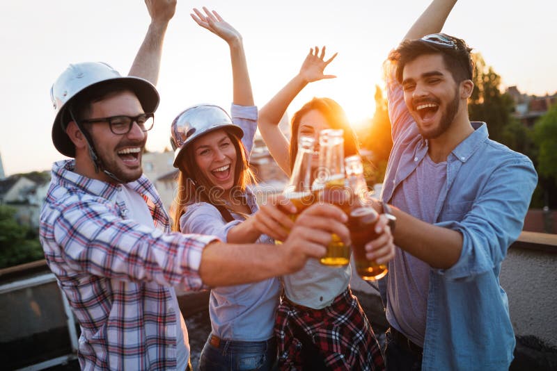 Happy Cheerful Friends Spending Fun Times Together Stock Photo - Image ...