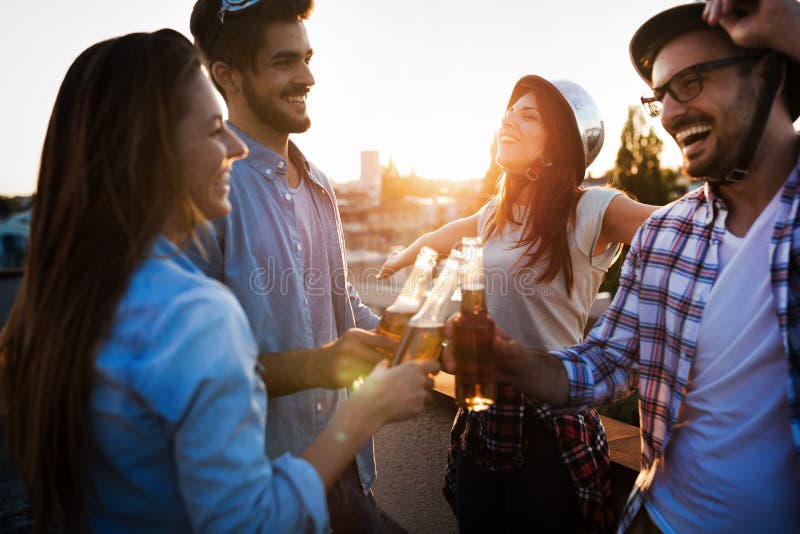 Happy Cheerful Friends Spending Fun Times Together Stock Photo - Image ...