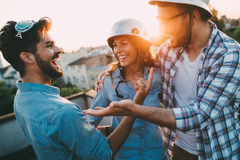 Happy Cheerful Friends Spending Fun Times Together Stock Image - Image ...