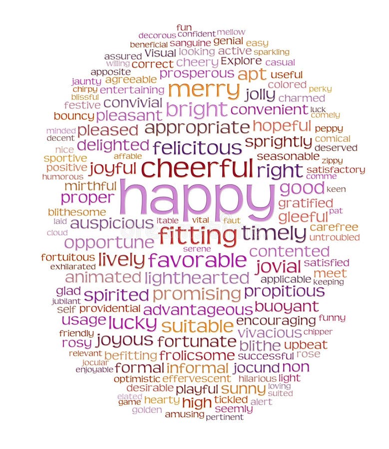 Happy cheerful word cloud stock illustration. Illustration of ...