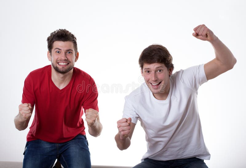 Happy cheering men stock photo. Image of victory, smile - 37544530